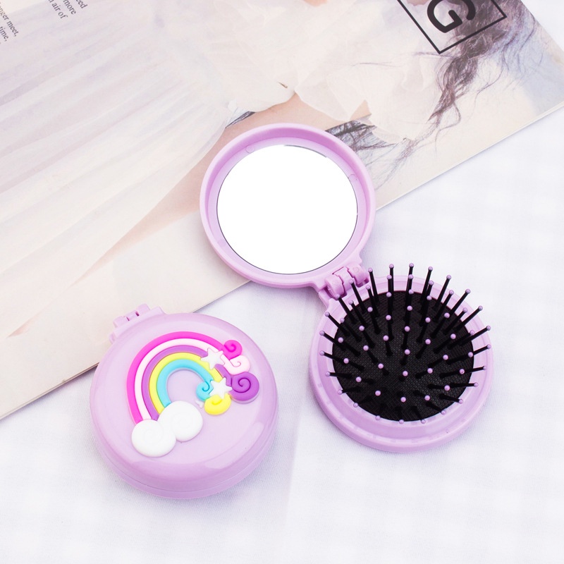 Small comb with mirror 2 in 1 with cute cartoon characters and easy to ...