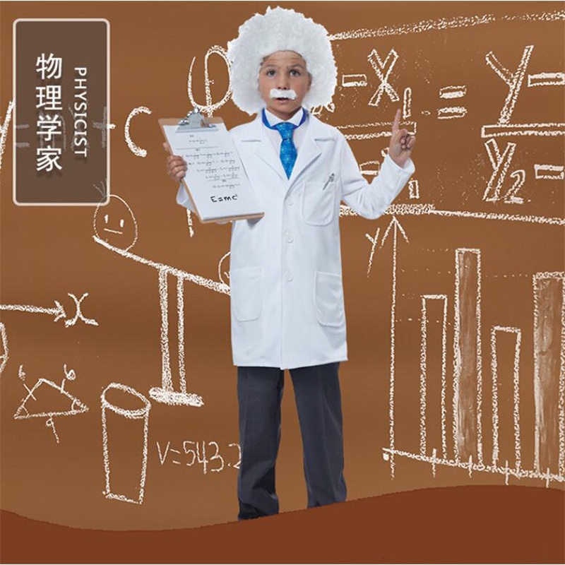 Children Physicist Scientist Cosplay Costumes Sets with Wig for Girl ...