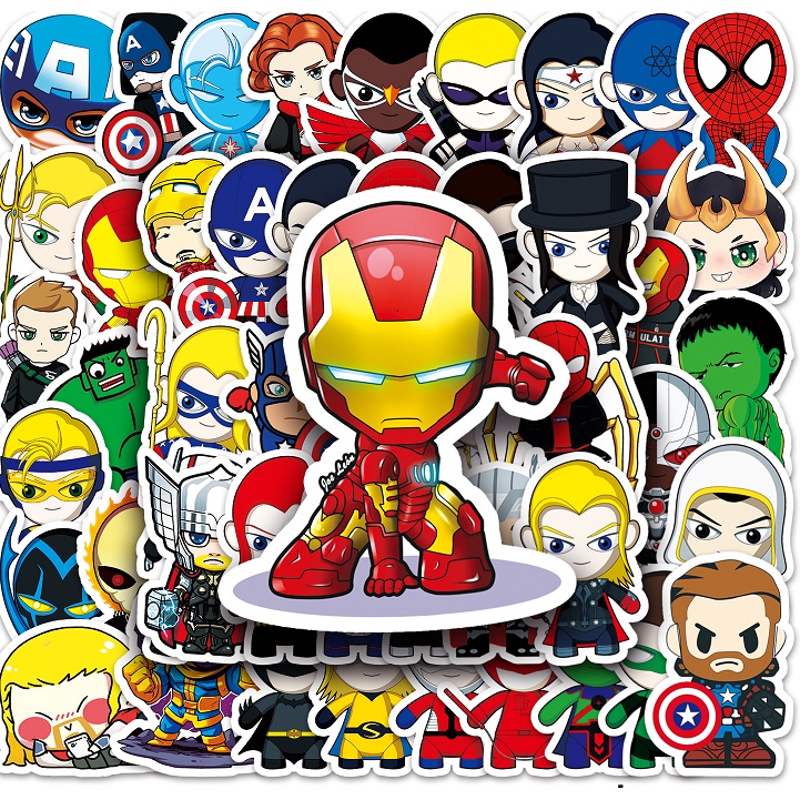 50 Piece Funny Marvel Superhero Stickers Waterproof DIY For Laptops ...