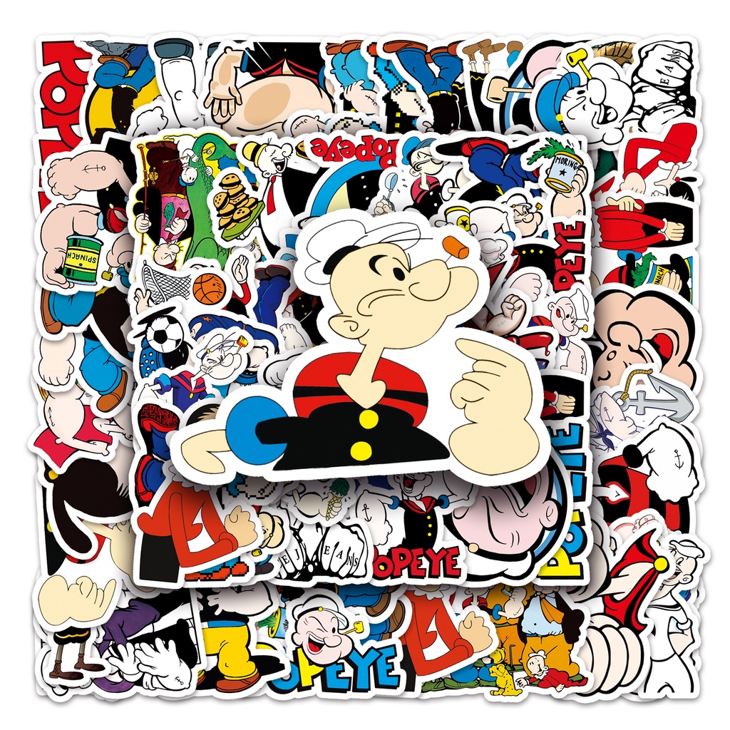 50 Piece Funny Popeye Stickers Waterproof DIY For Phones Laptop Car ...