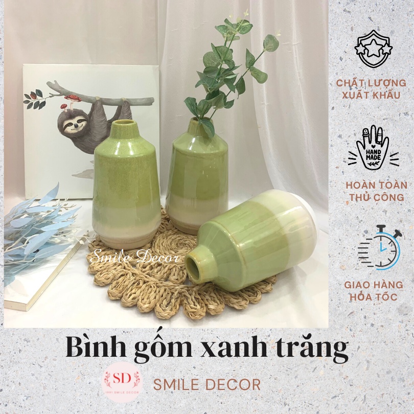Smile Decor ceramic flower vase with glossy glaze and gentle pastel ...