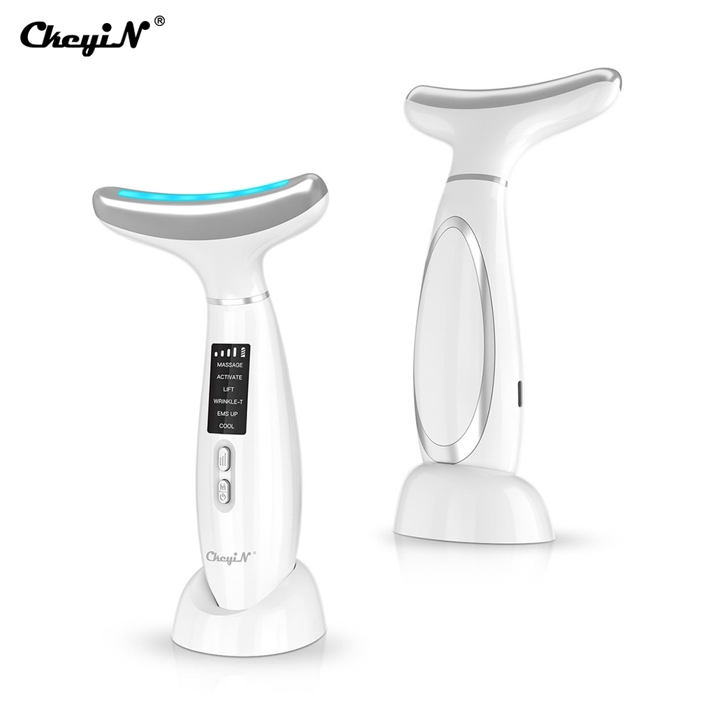 CkeyiN Neck Face Massager Vibration LED Photon Therapy with Cold ...
