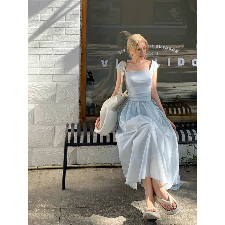 Elegant Fashion Sexy Square Neck Panel Fairy Dress Sweet Sexy ...