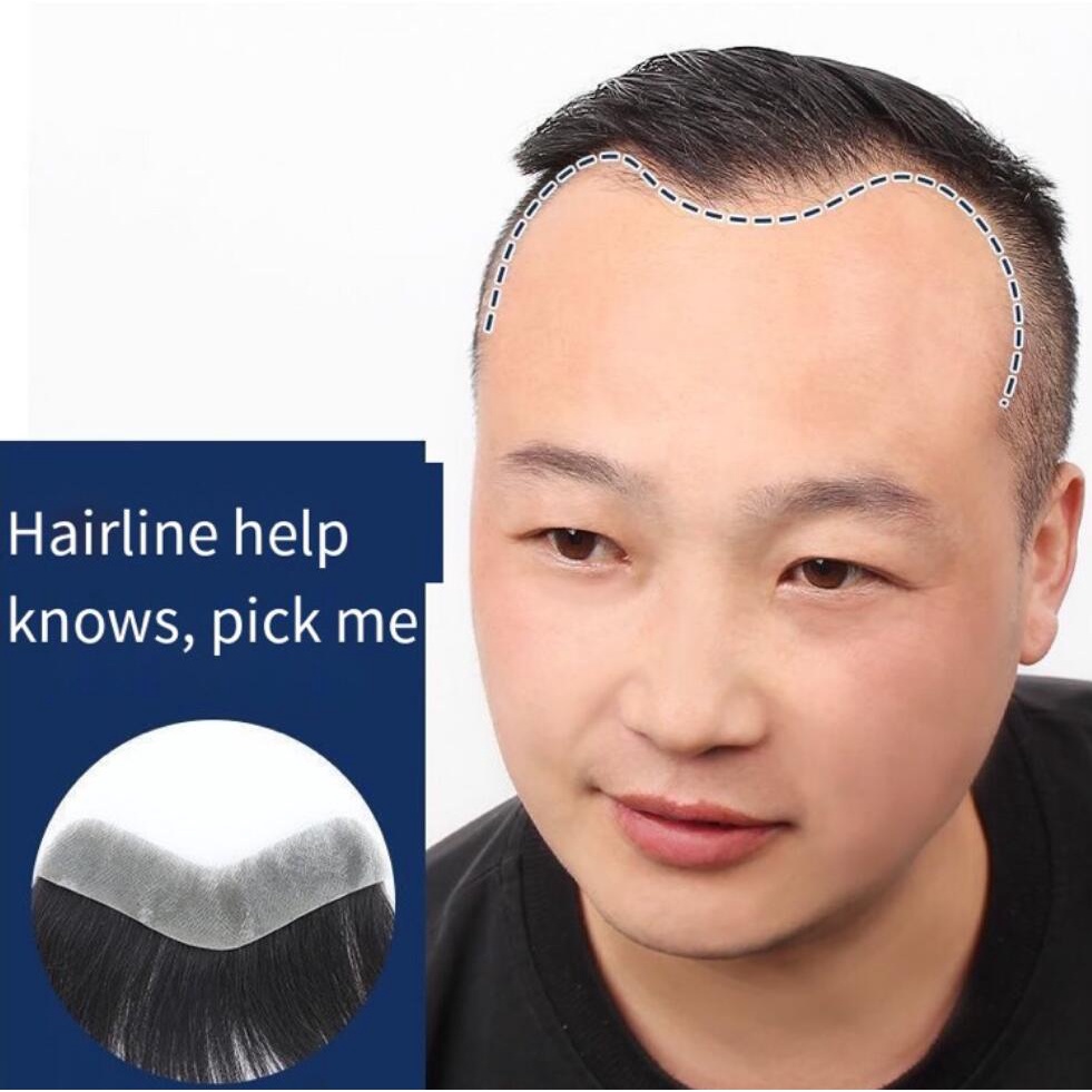 Men s hairline wig stickers forehead replacement fake bangs real hair ...