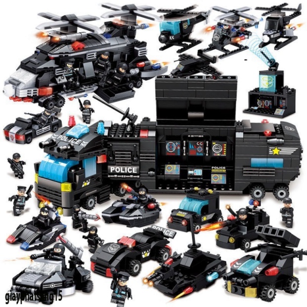 LEGO-style installation toy SWAT ROBOT police / Helicopter / Command ...