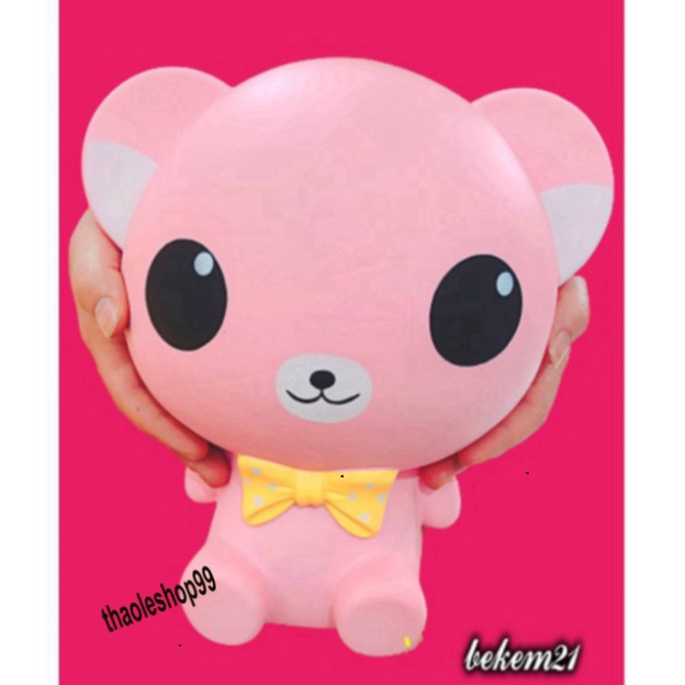 Squishy MISA BEAR WEARING A GIANT PINK BOW - SUPER CUTE GENUINE GIANT | Shopee Philippines