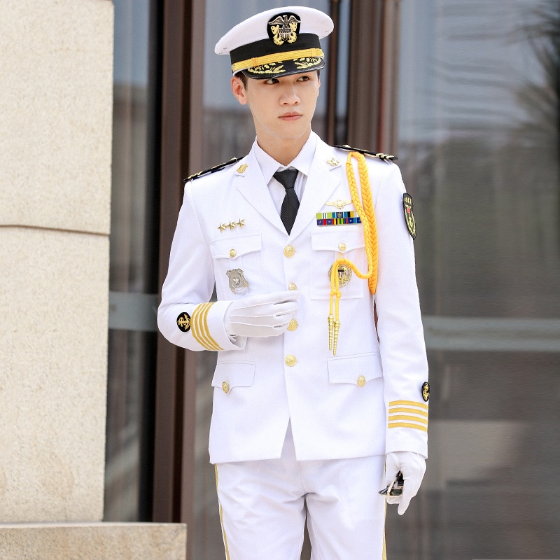 Captain Style Uniform Suit White Seaman Crew Air Security Overalls ...