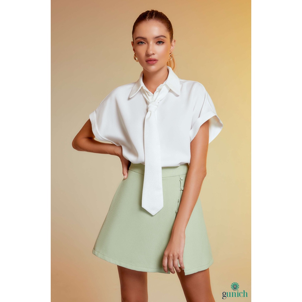White Shirt With Bat Arm With caravat Gunich | Shopee Philippines