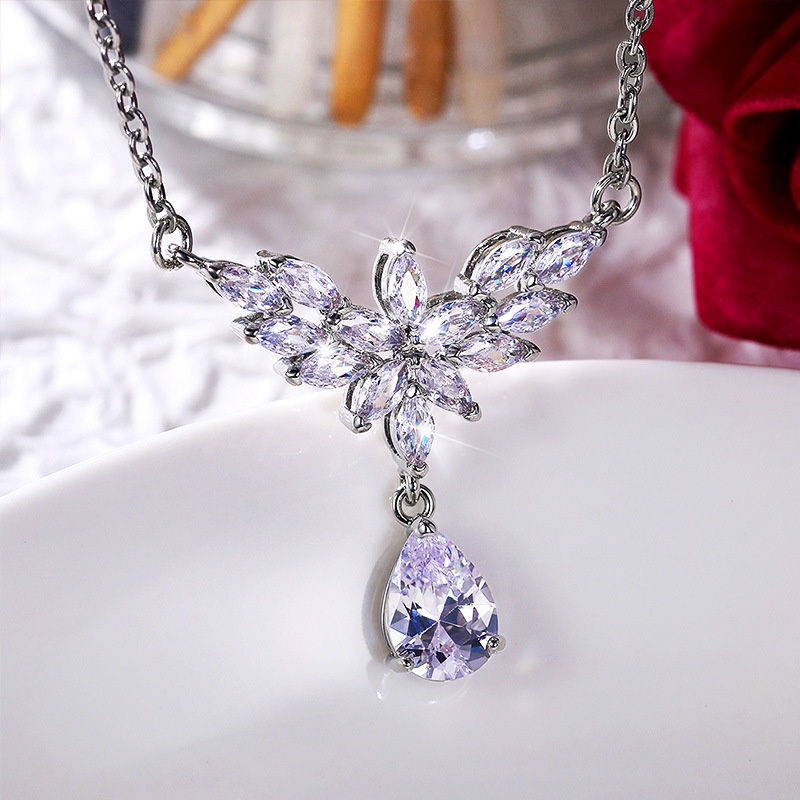 Shining Sisters ♀Crystal Necklace Wings Angel Ladies Pendant Simple ...