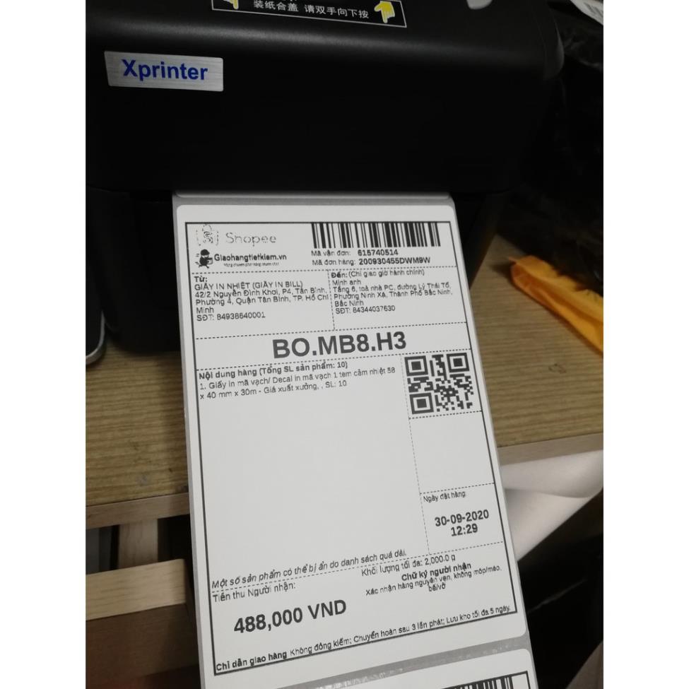 [500 Sheets] Self-Adhesive Thermal Decal - Barcode Printing Paper ...