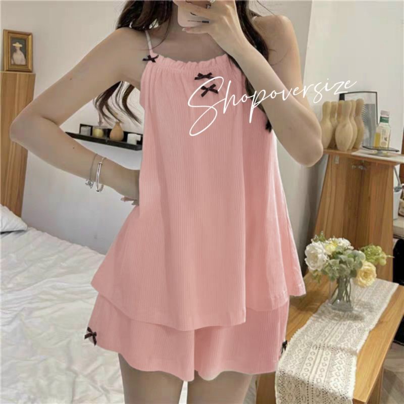 Comfortable stretchy thigh-high set to wear at home, pretty 2-string ...