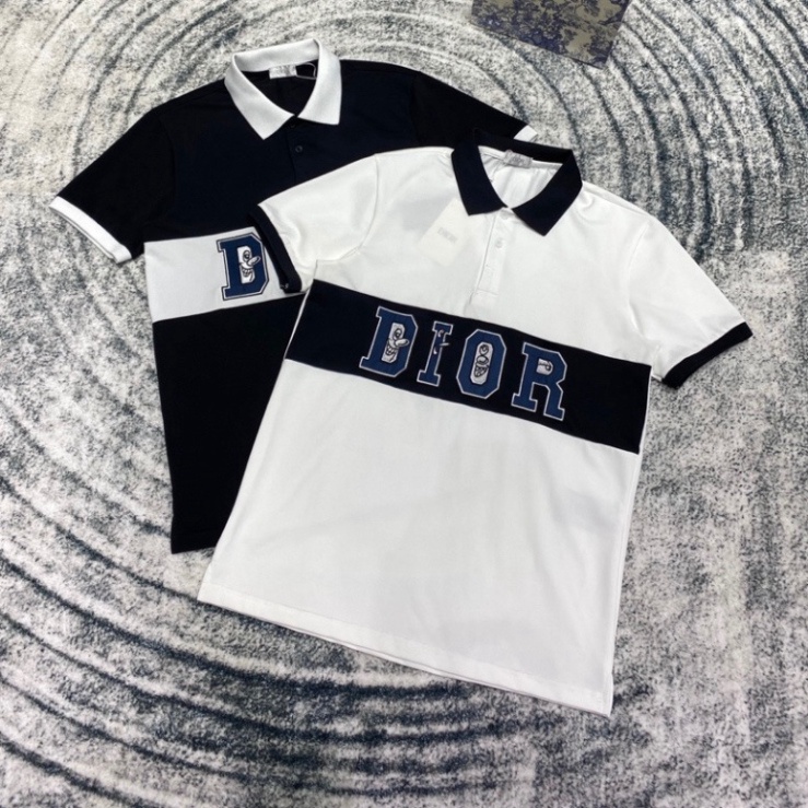 Cd polo shirt with broken cotton thorn neck embroidered white stripes ...
