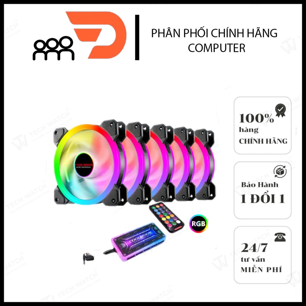Combo of 5 Keytech RGB Led Fans + Free Power and Control Hub Set ...