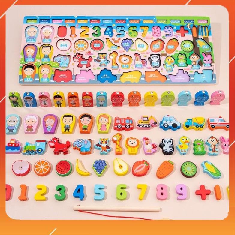 Wooden alphabet number fishing toy for children, smart puzzle assembly ...