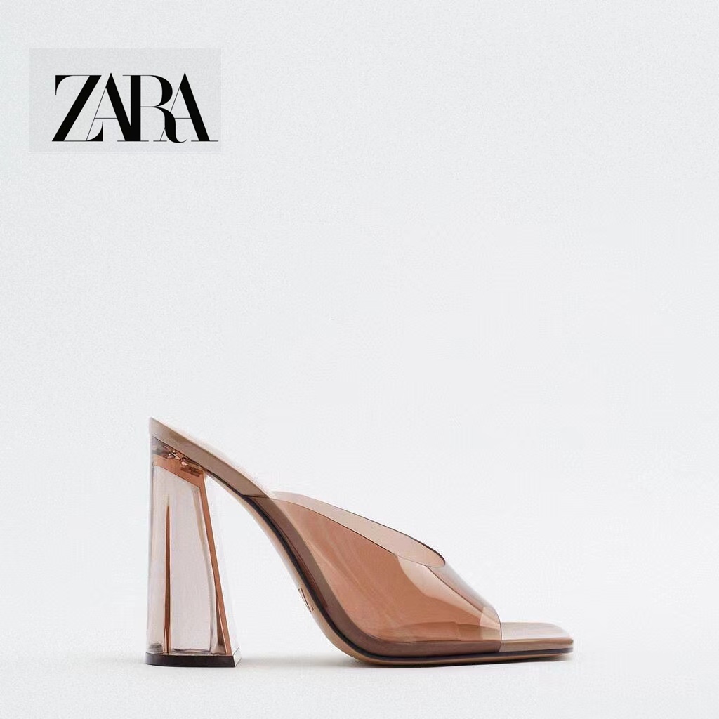 Zara Women's Transparent French High Heel Hollow Sandals | Shopee ...