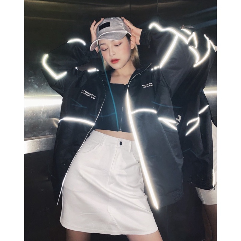 Jacket High-quality NOW SAIGON Reflective Black Border Parachute, Wide ...