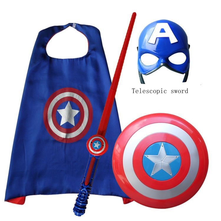 Halloween cloak children s costume cosplay boy Captain America shield ...