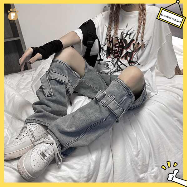 kpop pants kpop outfit Zipper Detachable Pants Women's Straight Loose ...