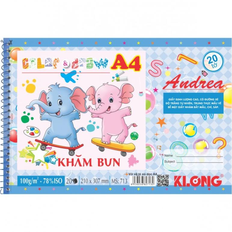 XO Klong A4 tear spring drawing notebook 20 sheets 100/76; MS: 713 ...
