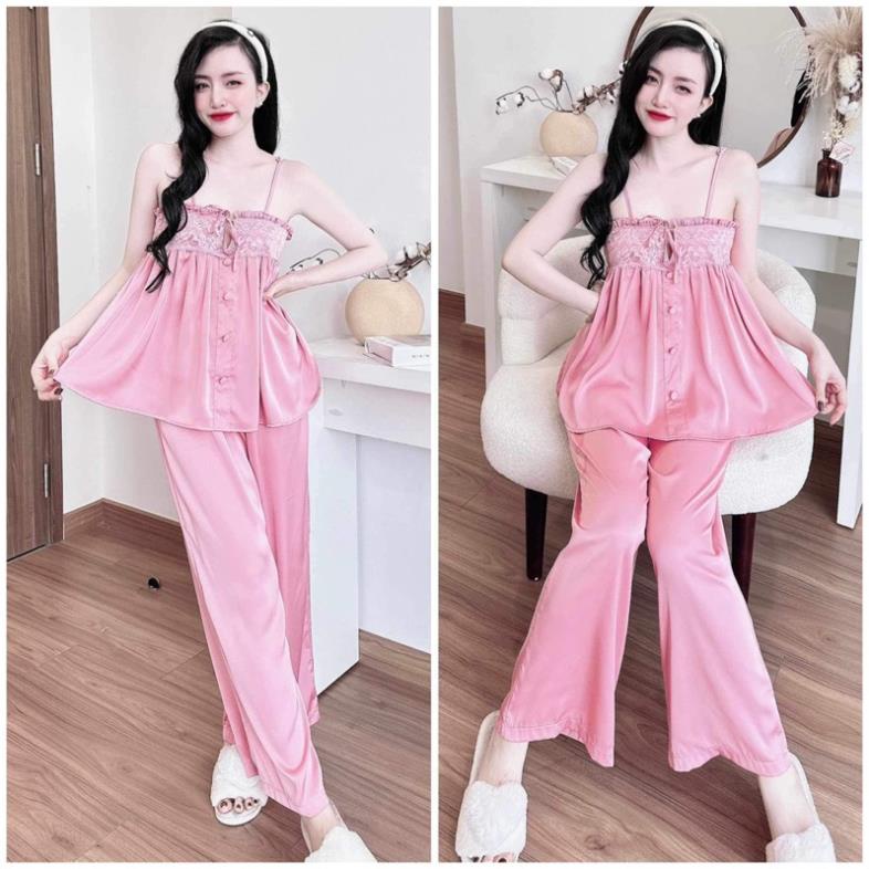 Pajamas 2-String Shirt and Button Trousers Covered in High-quality soft ...