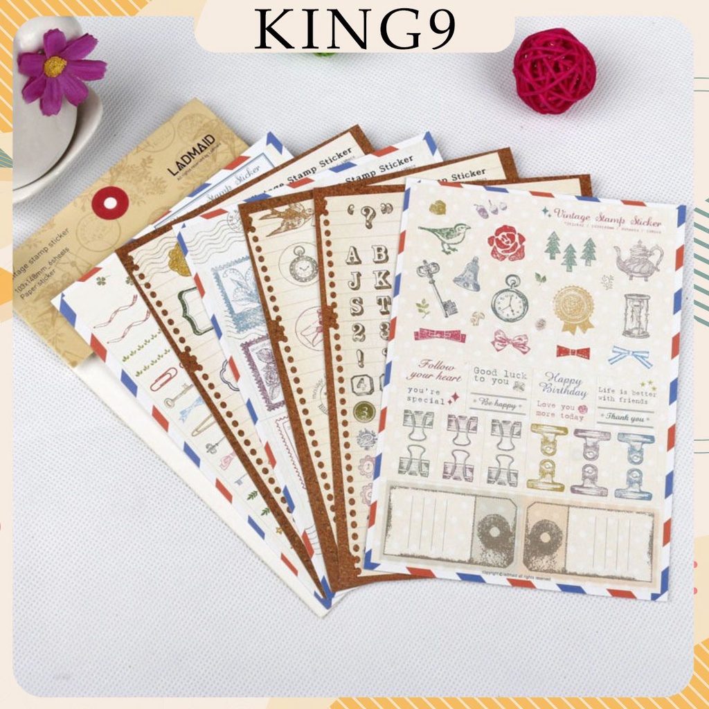 Set of 6 Vintage Stamp Stickers | Shopee Philippines