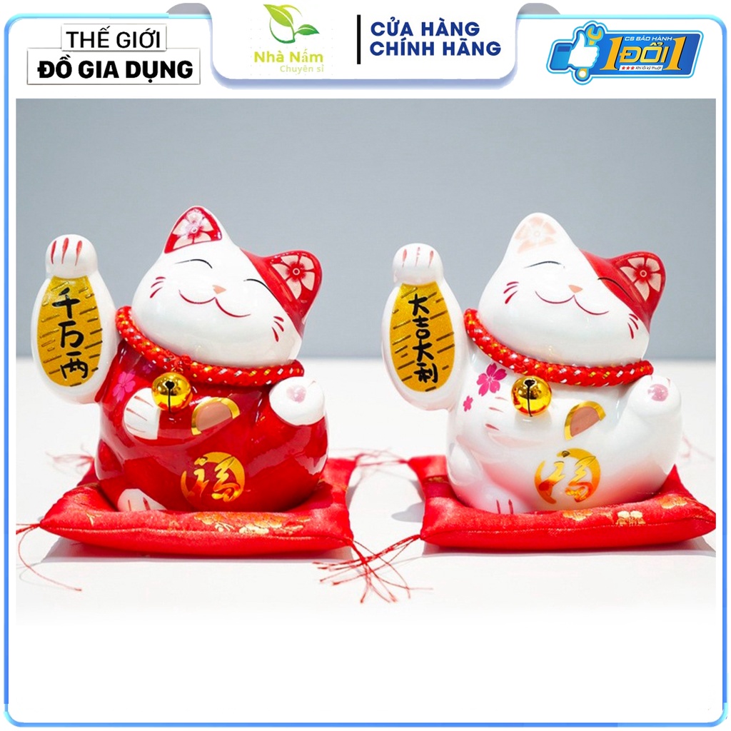 High-end Porcelain Statue Japanese Fortune Cat Maneki-Neko Lucky Cat ...