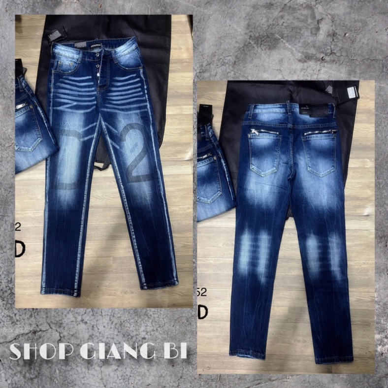 D2 printed dsq2 jeans with 4-button knee D2, blue dsq2 pants mixed with ...