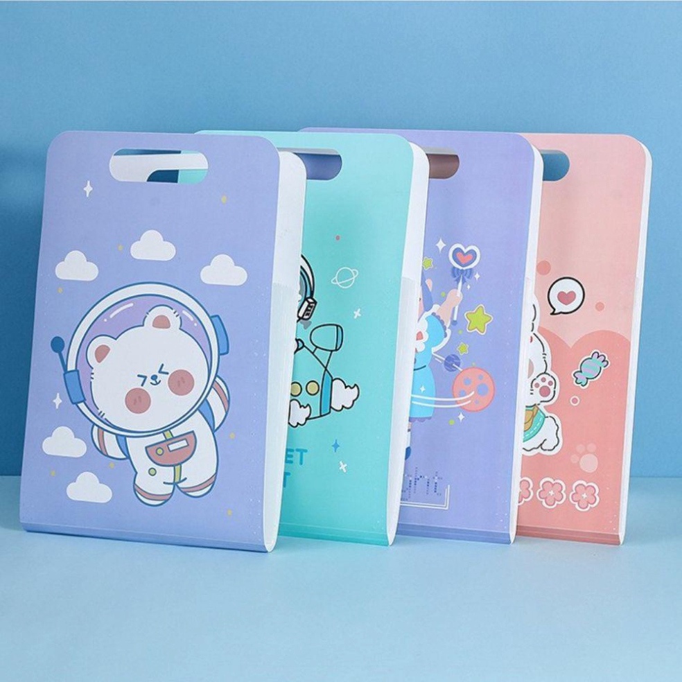 ~Paper Clip File Bag A4 13 Handheld Compartments with Sticker for ...