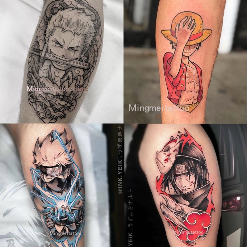 Cute Anime Tattoo Stickers Sauron Luffy One Piece Sasuke Kakashi Naruto ...