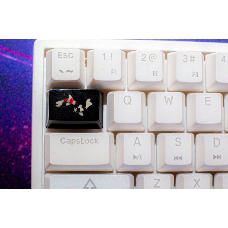 KOI Keycap resin 1.5U (Tab) Black tone Decorated gaming Mechanical ...