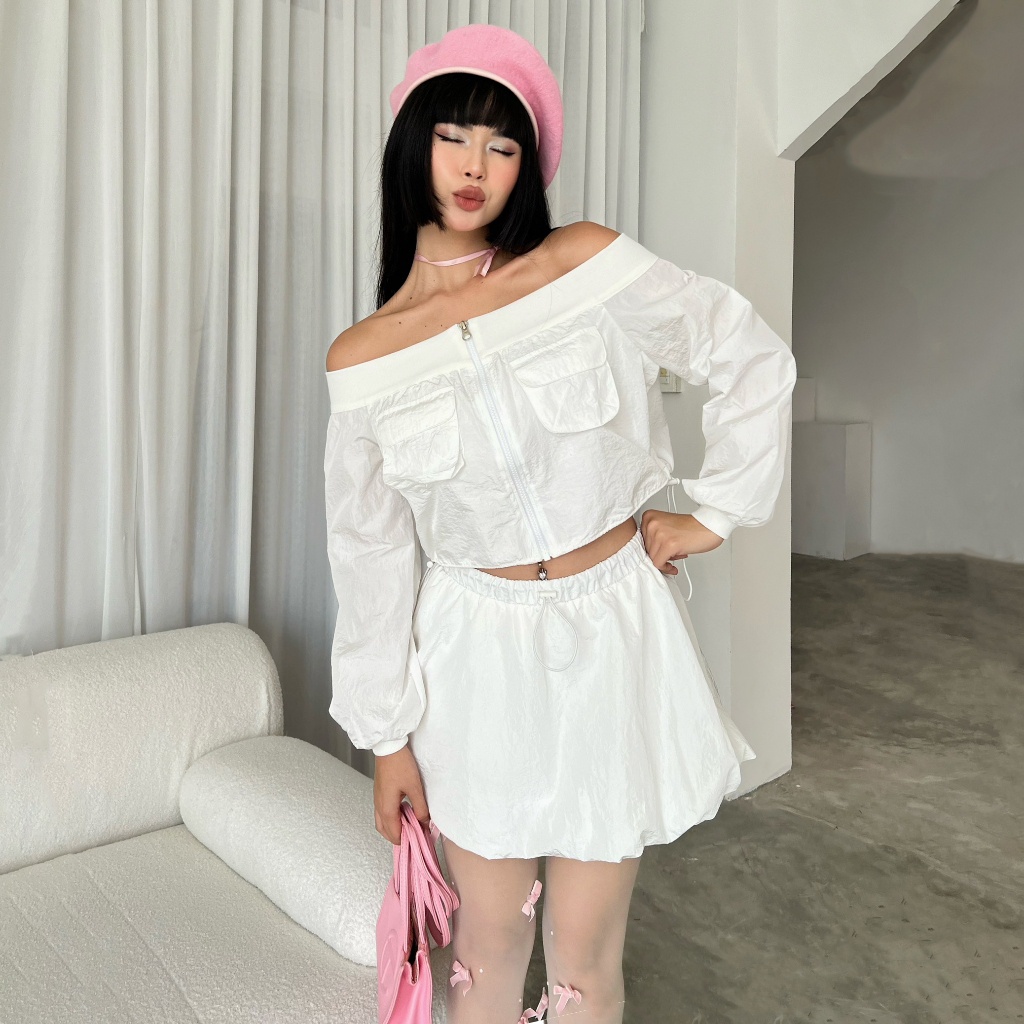 Cara Set Retail croptop Off Shoulder Shirt And Short Skirt With Dynamic ...
