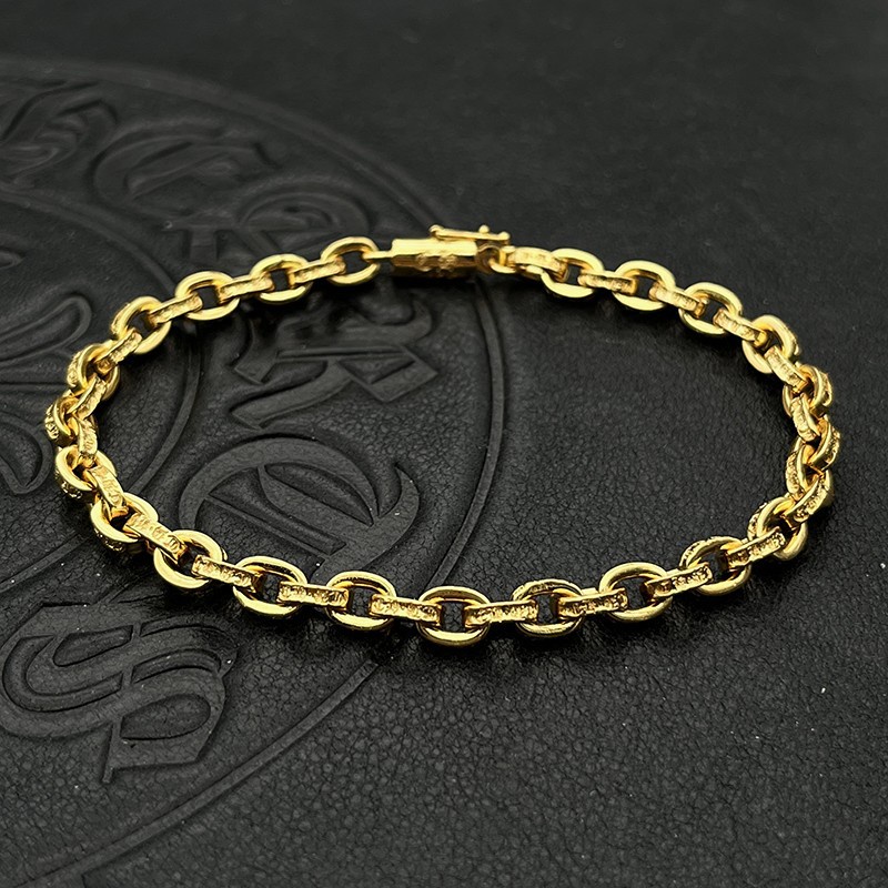 CH Bracelet/22K Gold Fine Letter Bracelet/Cuban Cross Flower Bracelet ...