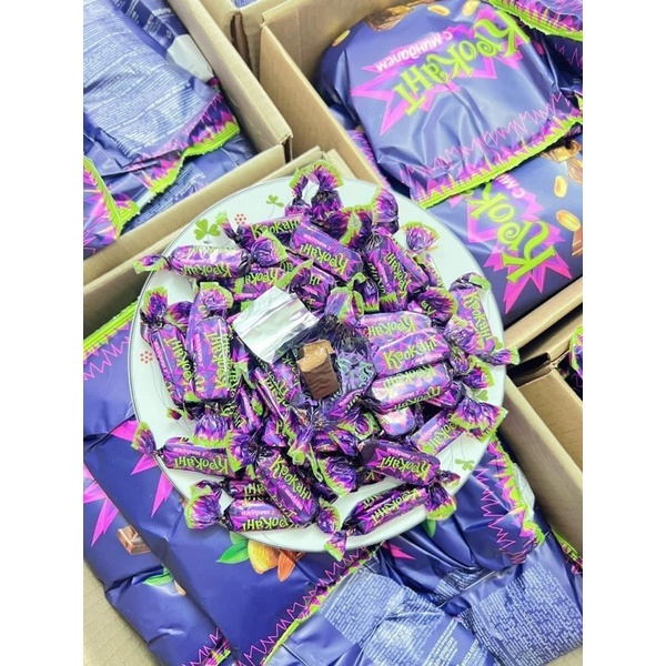 Russian purple candy Krokant chocolate almond 500gr pack | Shopee ...