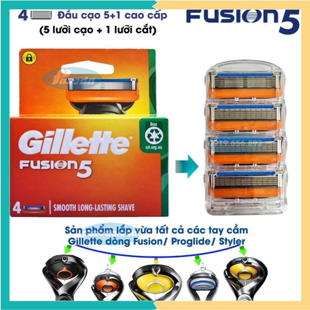 Box of 4 Gillette Fusion5 razor blades (5+1 shaving heads) | Shopee ...