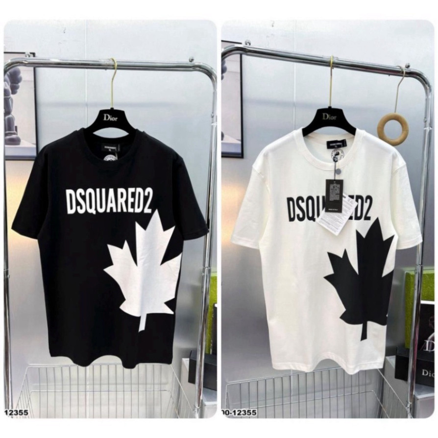 Men's DSQ T-Shirt With Super Beautiful Leaf Print Logo - DSQ Leaf ...