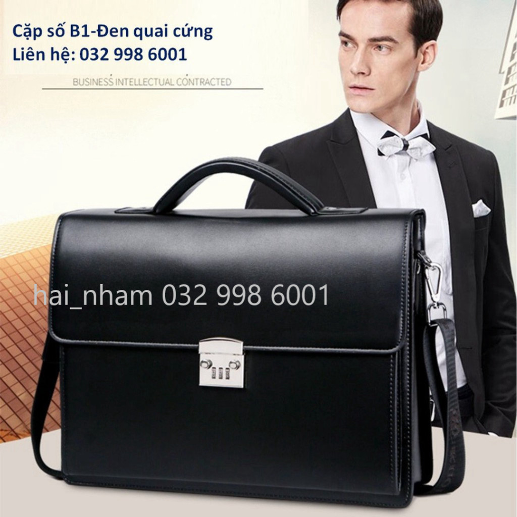 Leather Briefcase With Number Lock For File B1 laptop Bag Office ...