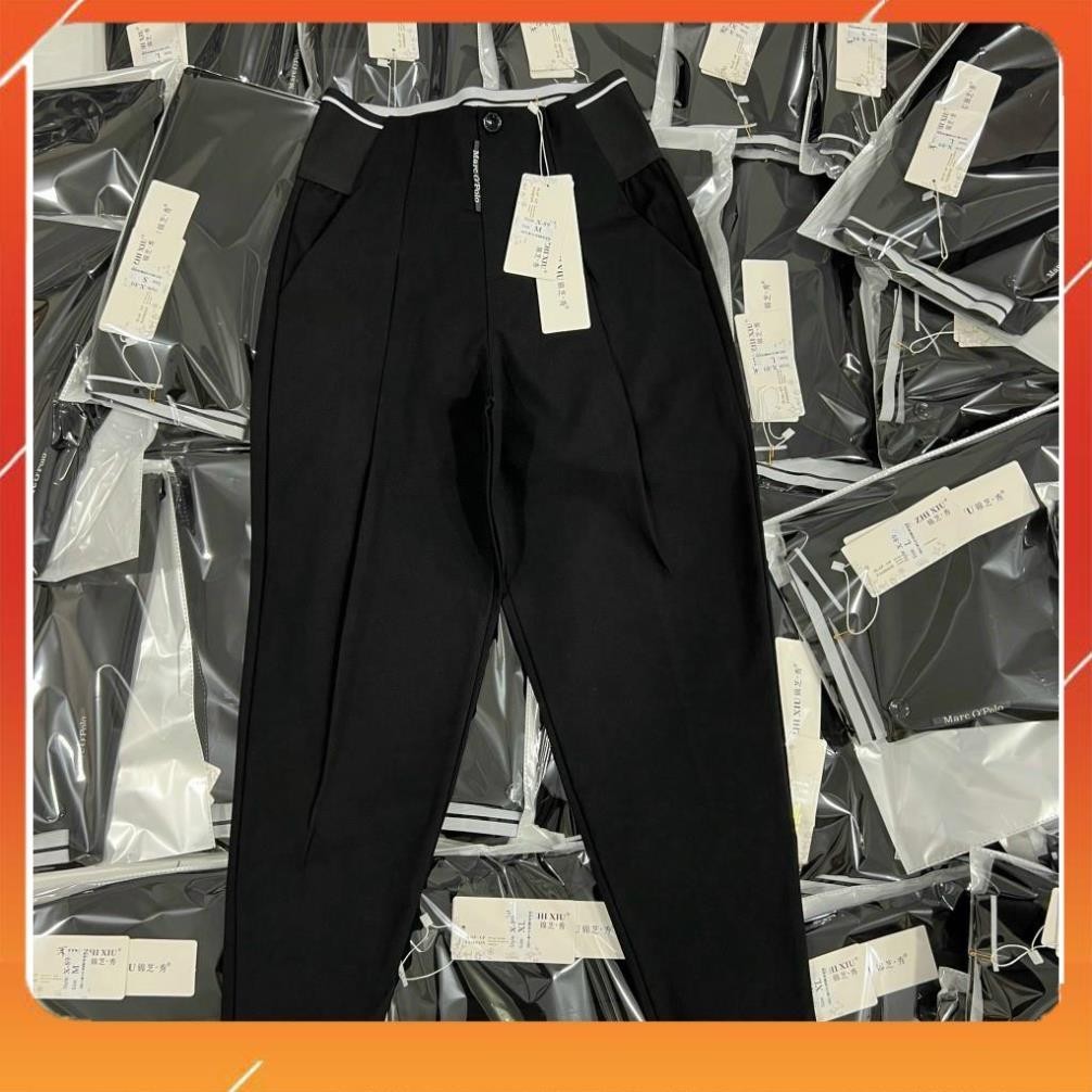 Women's baggy pants with elastic waistband, 10cm high waist, 1 button ...