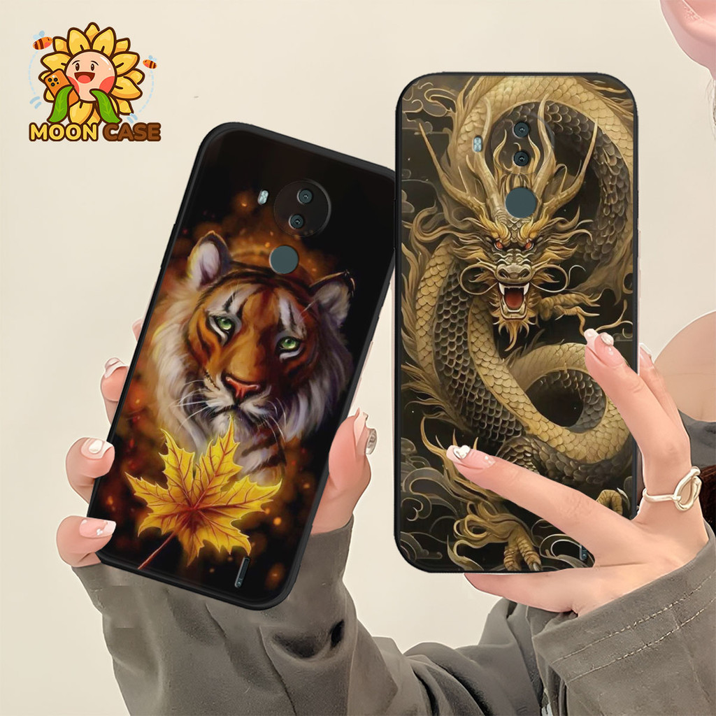Nokia 3.4 / C20 / C30 / G20 case with tiger and dragon shapes, strong ...