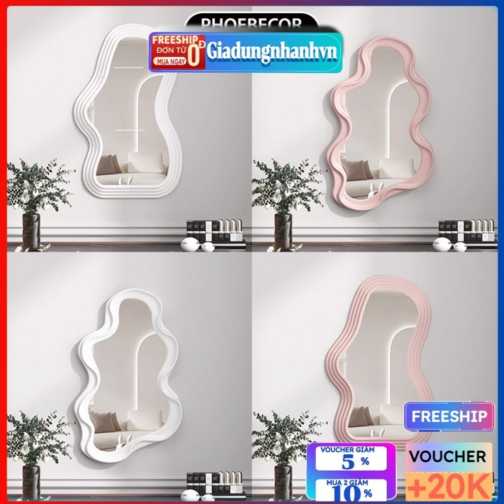 Wavy Cloud Wall Mirror High Definition Non-Fade Bathroom Mirror ABS ...
