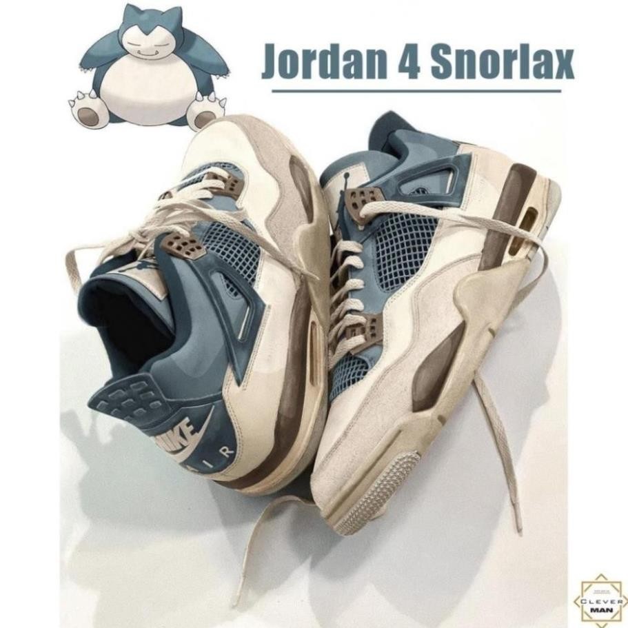 Air_jordan 4 Snorlax Custom Blue Cream Low Cut Sneakers, Jd4 Premium ...