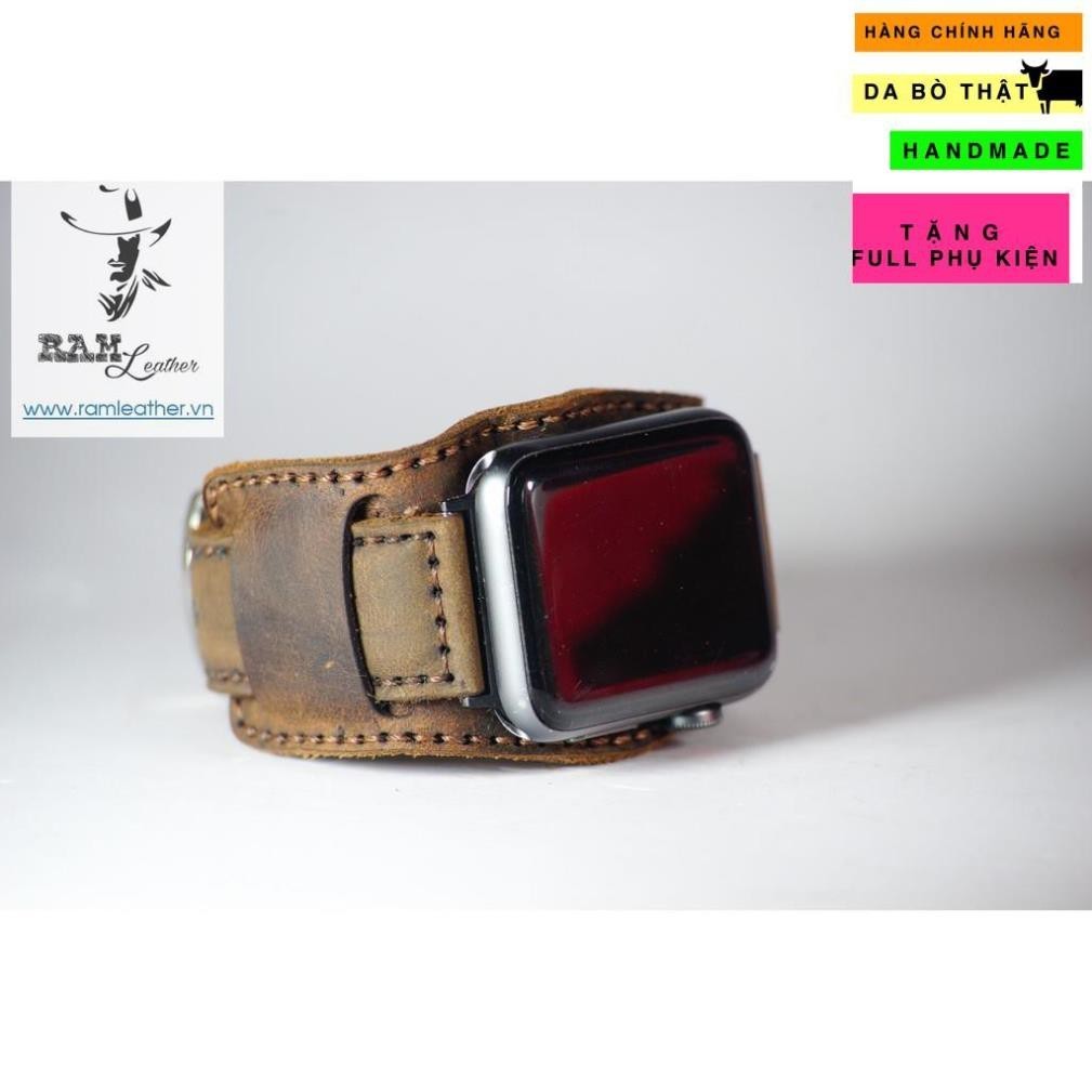 Handmade BROWN COW LEATHER WATCH STRAP - RAM 1950 + B2 (INCREASED LOCK ...
