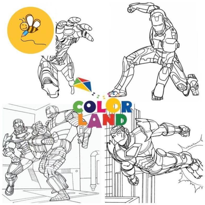Iron Man Superhero Coloring Painting - Set Of 20 A4 A5 Coloring ...