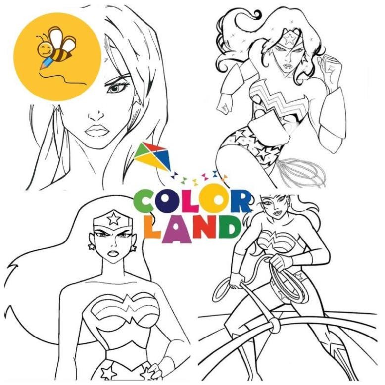 Wonder Woman Coloring Painting - Set Of 10 Sheets Of A4 A5 Paper For ...