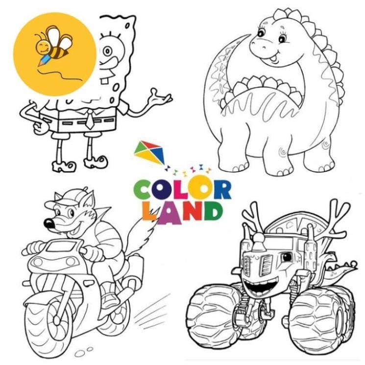 Color Painting Set Of 50 A4 Coloring Sheets For Boys (Random Theme) For ...