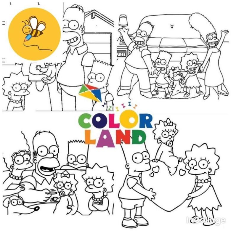 Simpson Family Coloring Painting (The Simpsons) - Set Of 20 A4 A5 ...