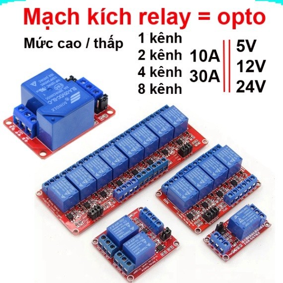 Opto-isolated relay circuit 1-8 trigger channels (H/L) 5V/12V/24V - 10A ...