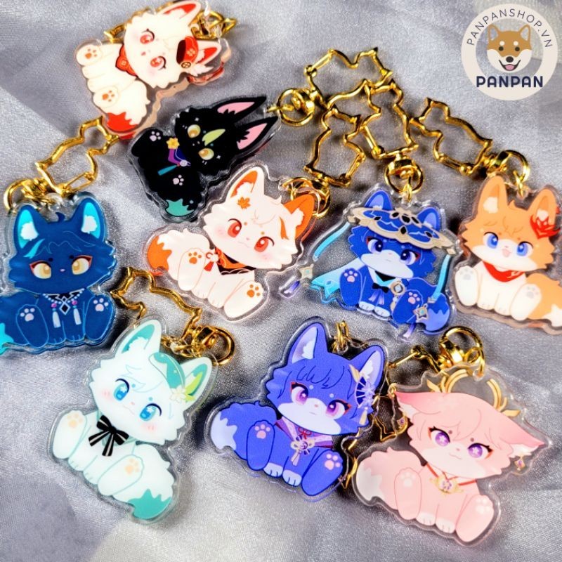 Anime Genshin Impact cat keychain (6cm) Raiden, Yae Miko, Scaramouche ...