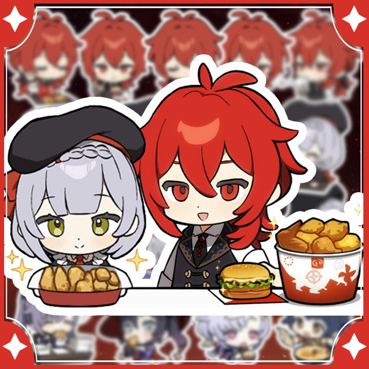 [KFC X Genshin] Sticker diluc and noelle Collab KFC - chibi diluc and ...