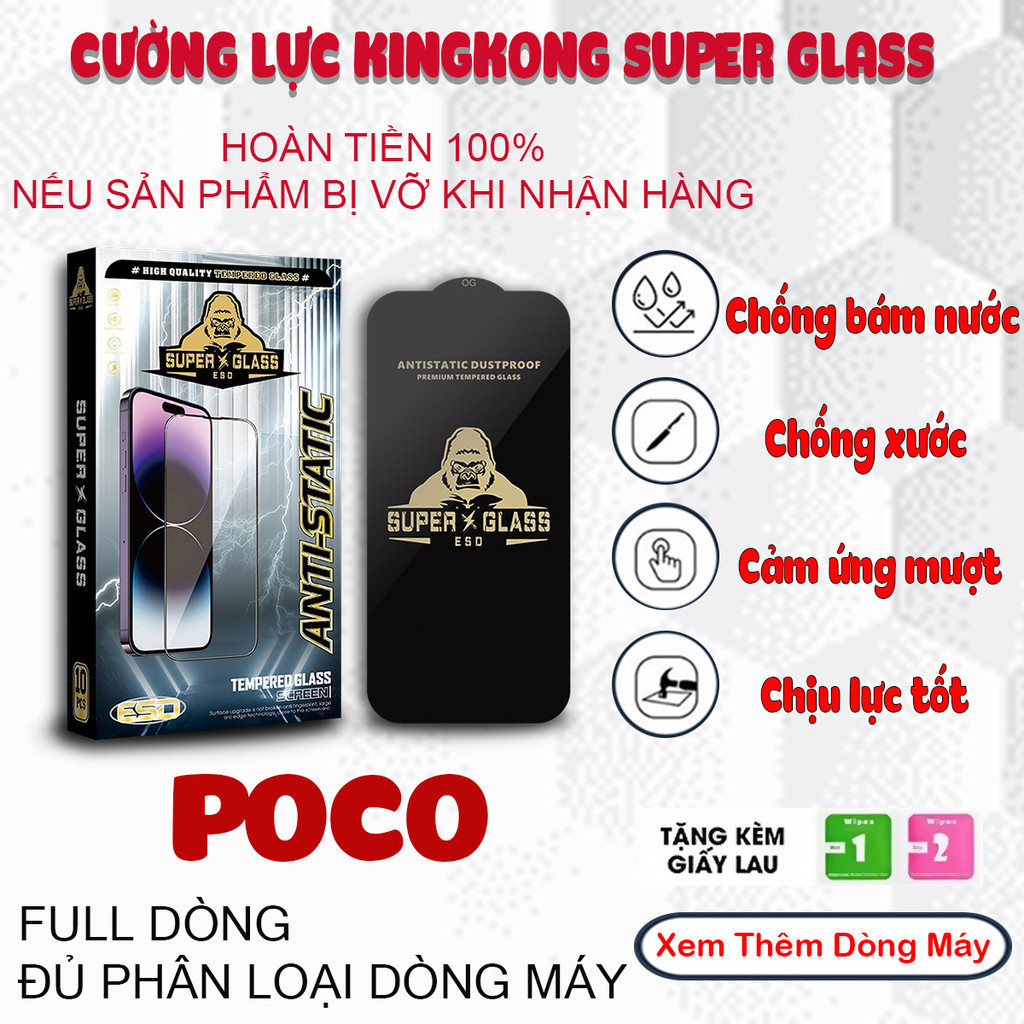 King Kong Glass POCO X3 Tempered Glass, X3 PRO, F3, F5, X3 X4 GT full ...