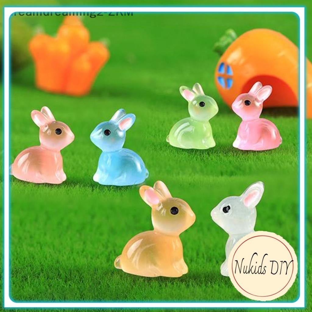 Mini Sitting Rabbit Luminous Cute Landscape Micro Home Decoration ...